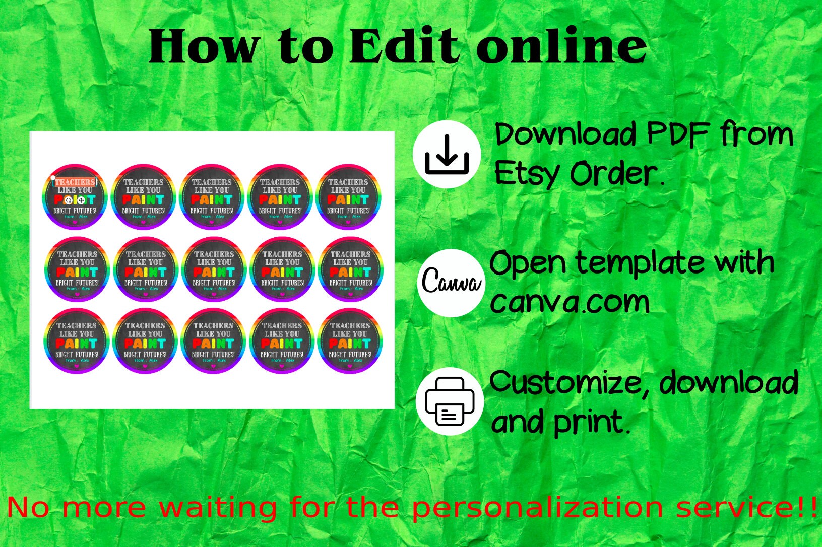 Teachers like you paint bright futures Teacher Editable Gift | Etsy