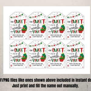 Christmas Gift Treat Tags for Co-workers, How Sweet It is to Work With ...