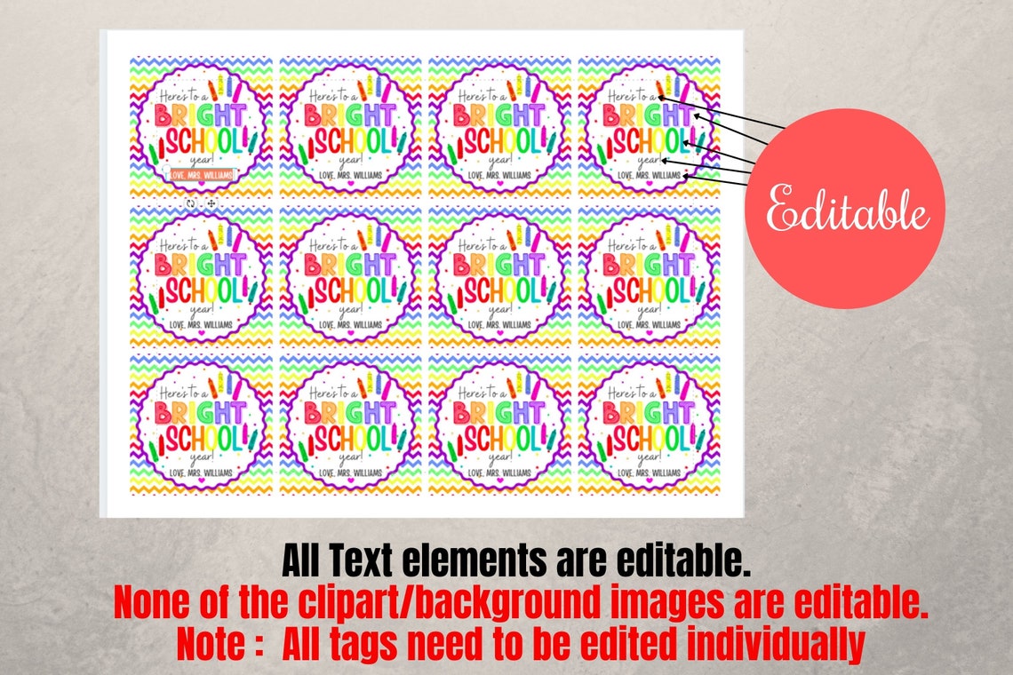 First Day of School Crayons Gift Tags, Here's to a Bright School Year ...