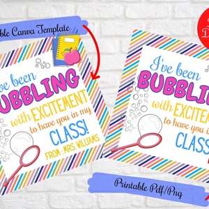 First Day of School Bubbles Gift Tags, I Am Bubbling With Excitement to ...