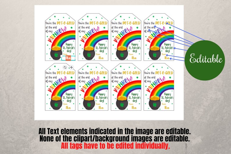 St Patrick's Day Printable Class Gift Tags, You Are the Pot of Gold at ...