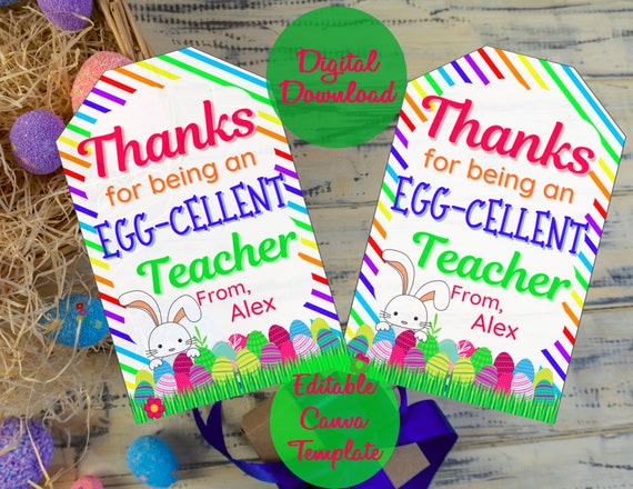 Easter teacher Gift TagsThanks for being an eggcellent | Etsy