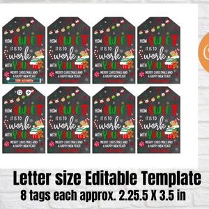 How Sweet It is to Work With You christmas Gift Treat Tags | Etsy