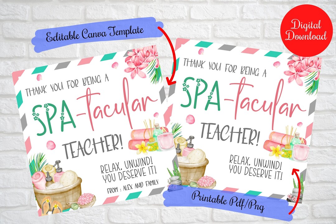Thanks for Being Spa-tacular Teacher Gift Tags, Teacher Nurse ...