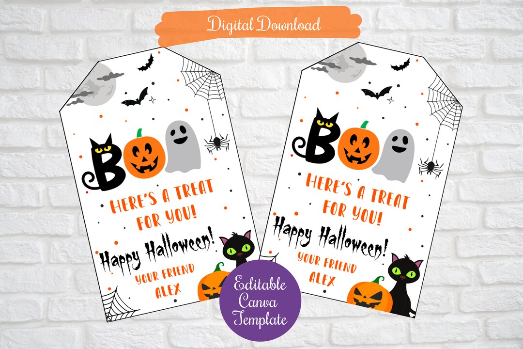 Boo Here's a Treat for You Happy Halloween Gift Tags, Halloween Treat ...