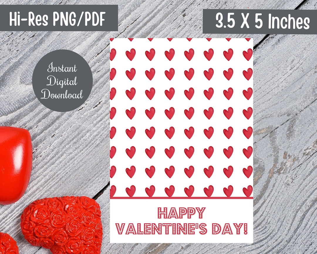 Printable Valentine Cookie Cards, Instant Download, 3.5"x5" Cookie Card ...