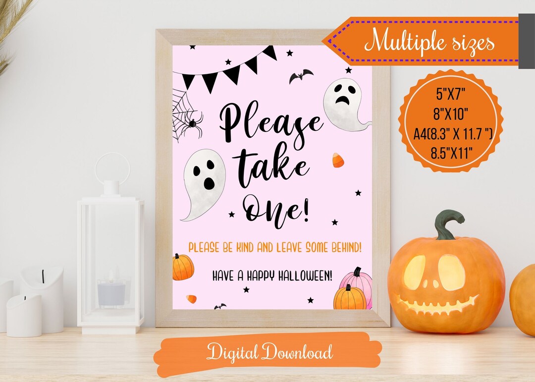 Halloween Please Take One Printable Sign, Halloween Porch Sign ...