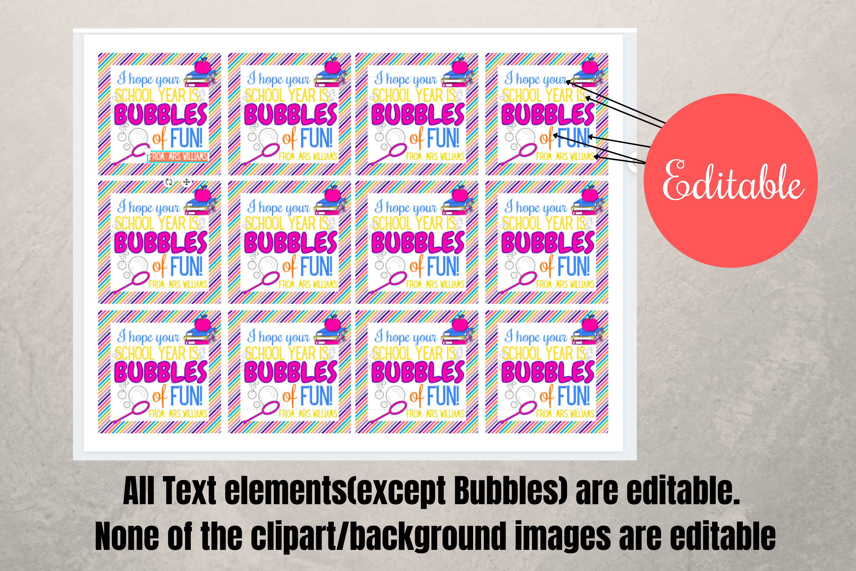 Back to School Bubbles Gift Tags Hope Your School Year is - Etsy