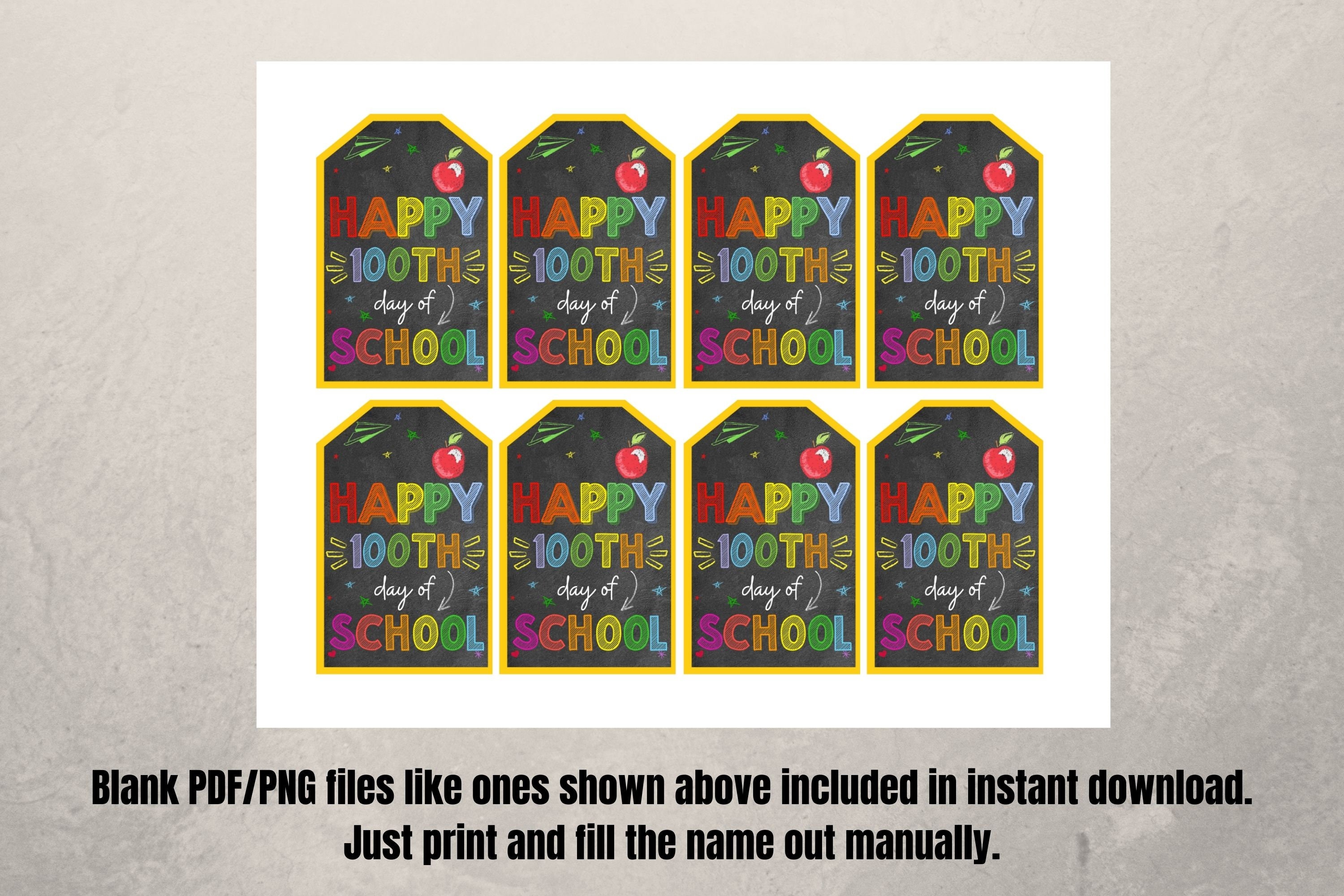 Happy 100th Day of School Gift Tags for Students Teachers | Etsy