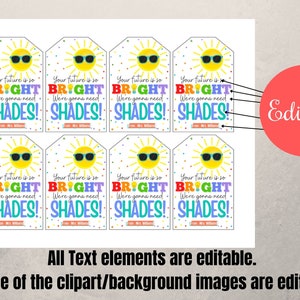 End of Year Class Sunglasses/shades Gift Tags Your Future is - Etsy
