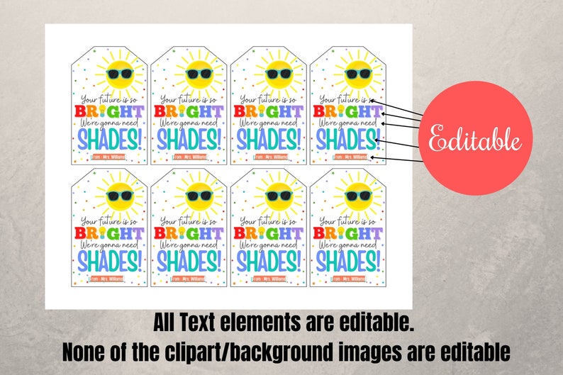 End of Year Class Sunglasses/shades Gift Tags Your Future is - Etsy