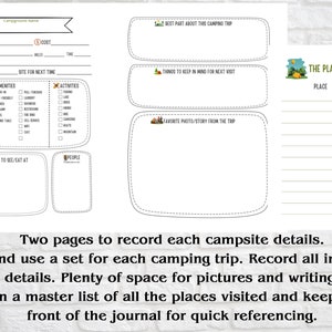 Camping Journal/rv Journal, Camping Log Book, Campground Details ...