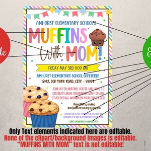 Muffins With Mom Invitation Flyer for PTO, PTA, Printable Mother's Day ...