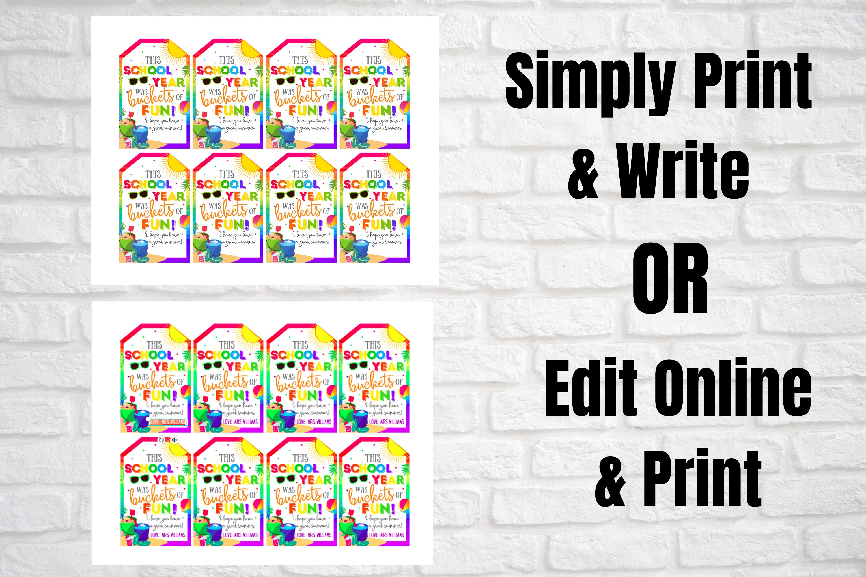 Buckets of Fun Gift Tags End of Year Gift Tags for Class End | Etsy