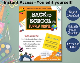 EDITABLE School Supply Drive Flyer Printable PTA PTO Flyer - Etsy