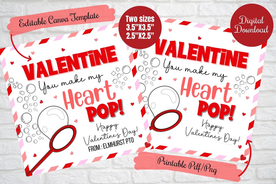 Valentine Bubbles Gift Tags, Valentine You Make My Heart Pop Printable ...