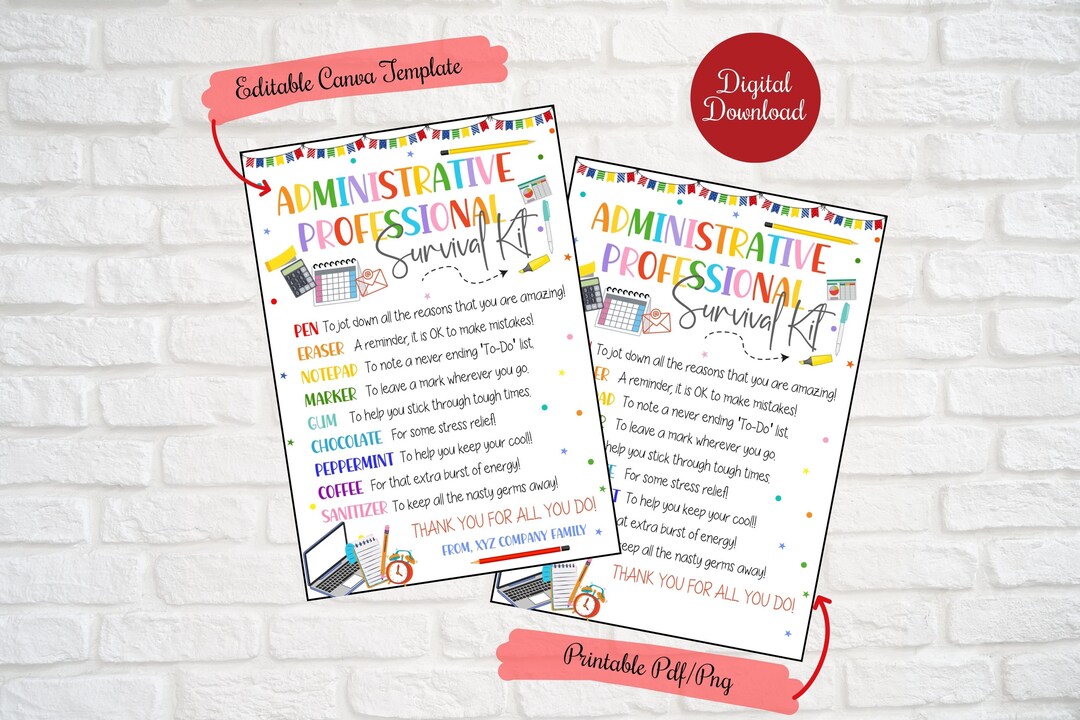Admin Professional Survival Kit, Stationery Gift Tag, Administrative ...