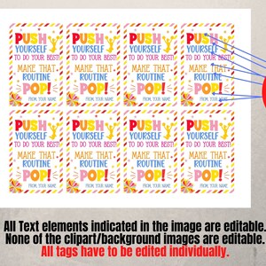 Push Pop Candy Cheer Tags, Push Yourself, Routine Pop, Cheer Team Gift ...