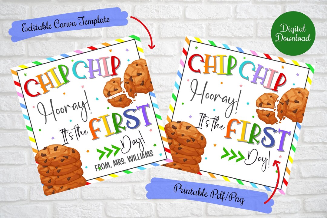 Chip Chip Hooray It's the First Day, Back to School Gift Tag, First Day ...
