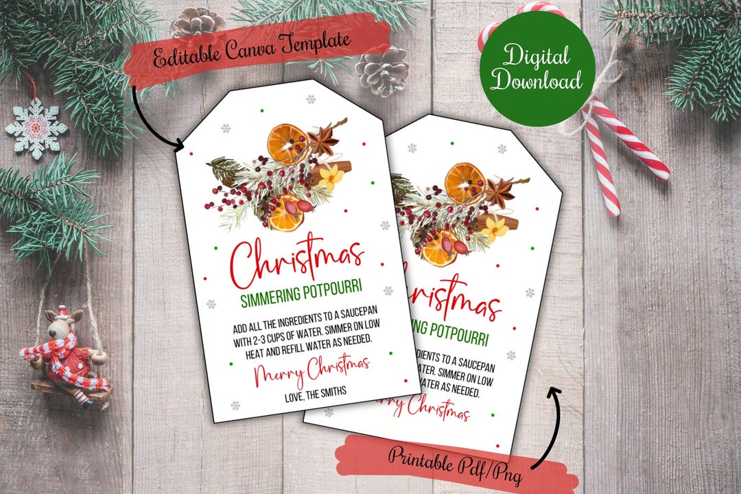 Editable Christmas Morning Potpourri Gift Tag,stovetop Potpourri ...