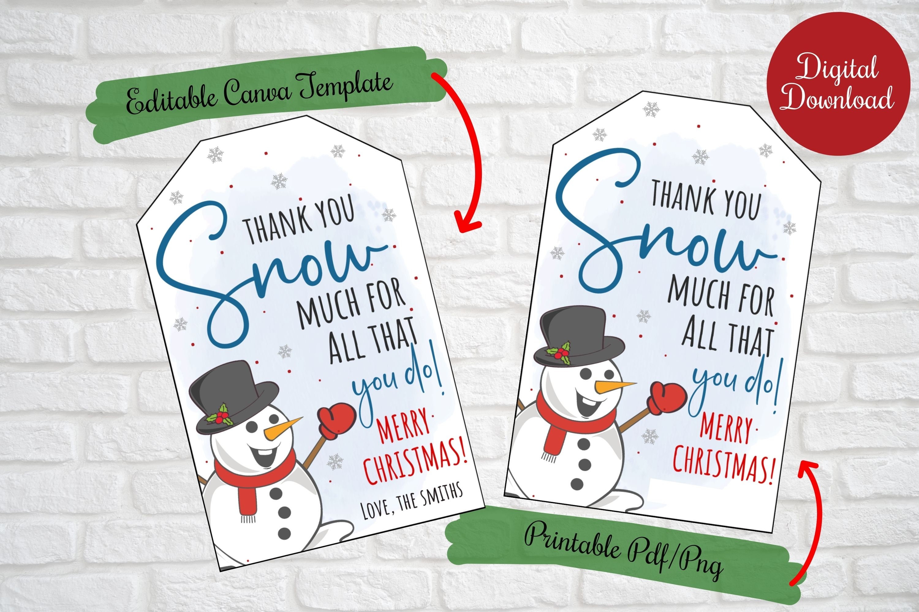 Christmas Gift Treat Tags Thank You Snow Much for All You Do - Etsy