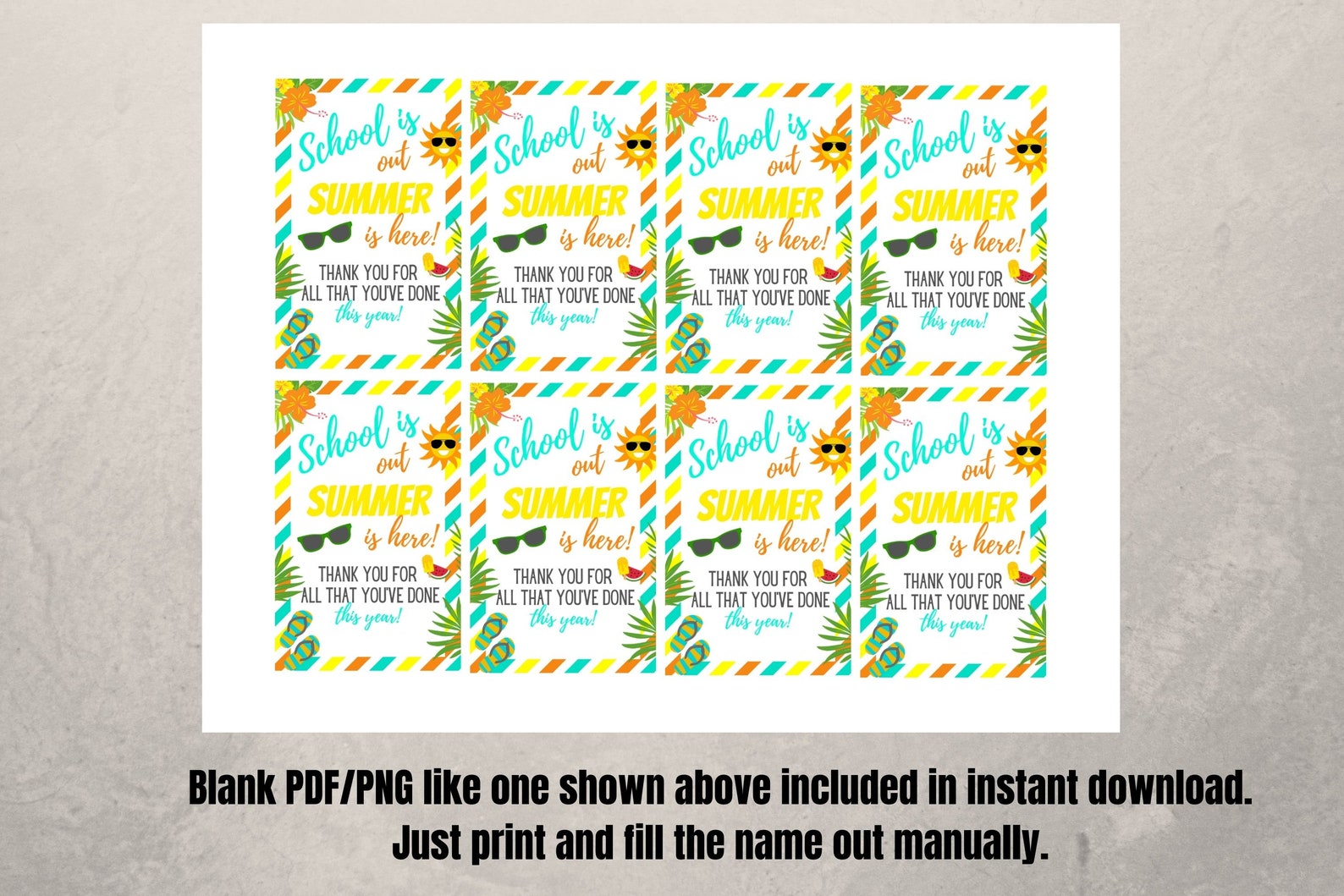 Schools Out Summer's Here Editable Thank You Gift Tags, Teacher ...