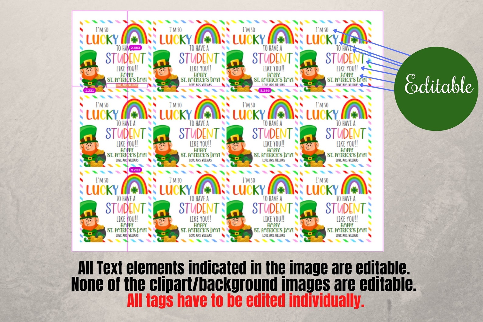 So Lucky to Have Student Like You Printable Gift Tags,st. Patricks Day ...