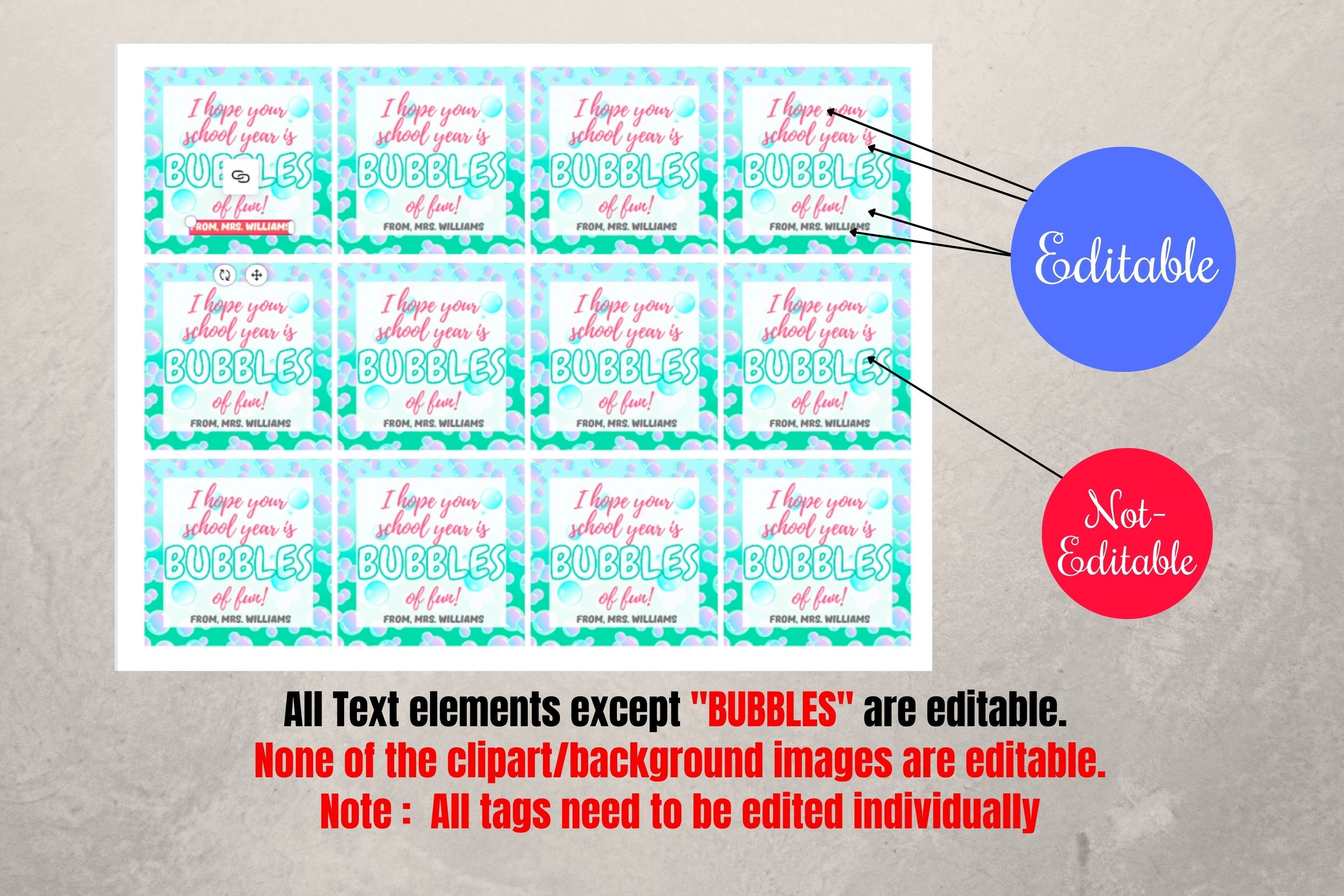 First Day of School Bubbles Gift Tags, I Hope Your School Year is ...