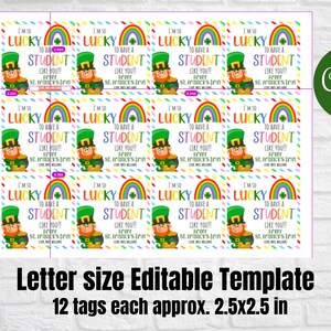 So Lucky to Have Student Like You Printable Gift Tags,st. Patricks Day ...