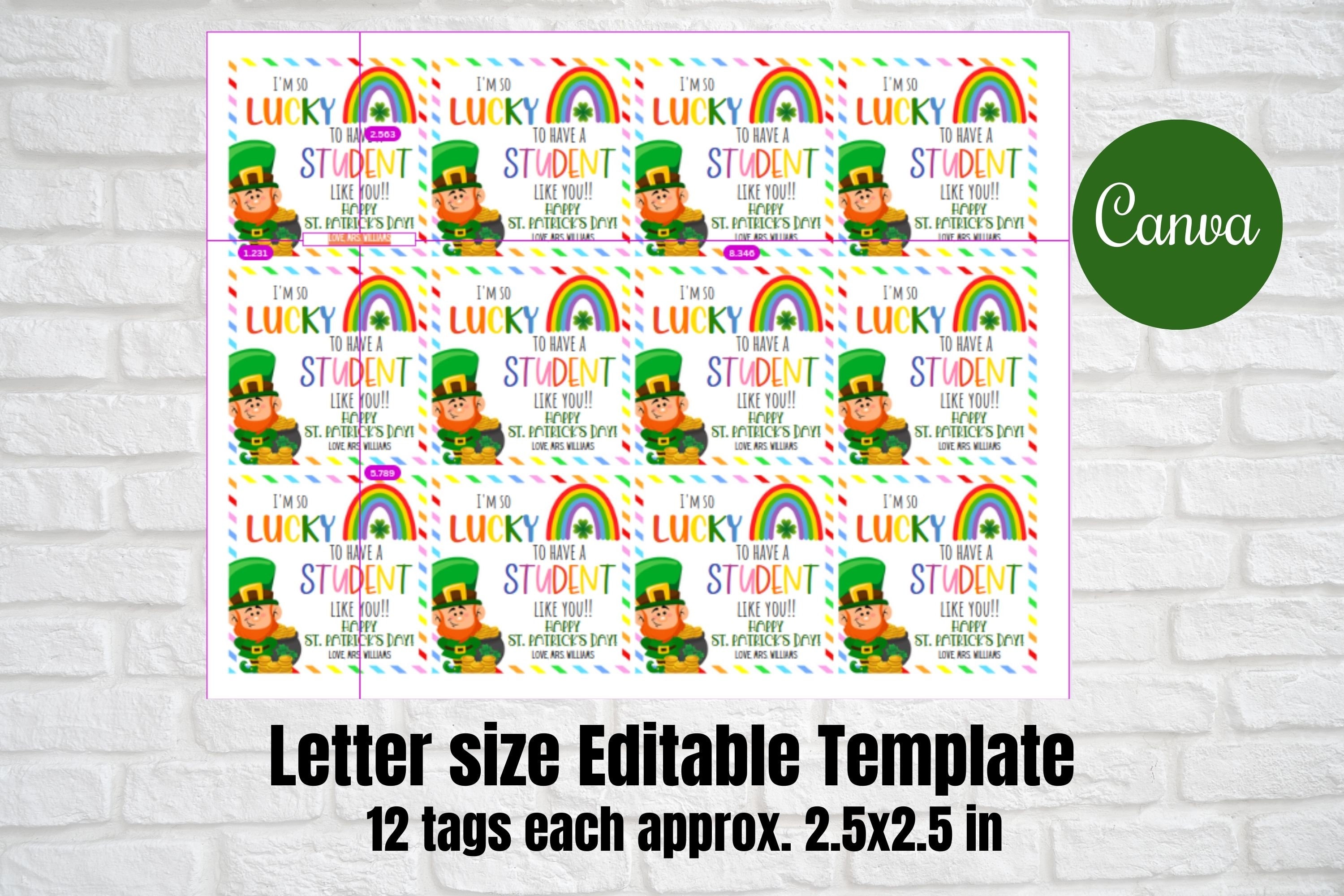So Lucky to Have Student Like You Printable Gift Tags,st. Patricks Day ...