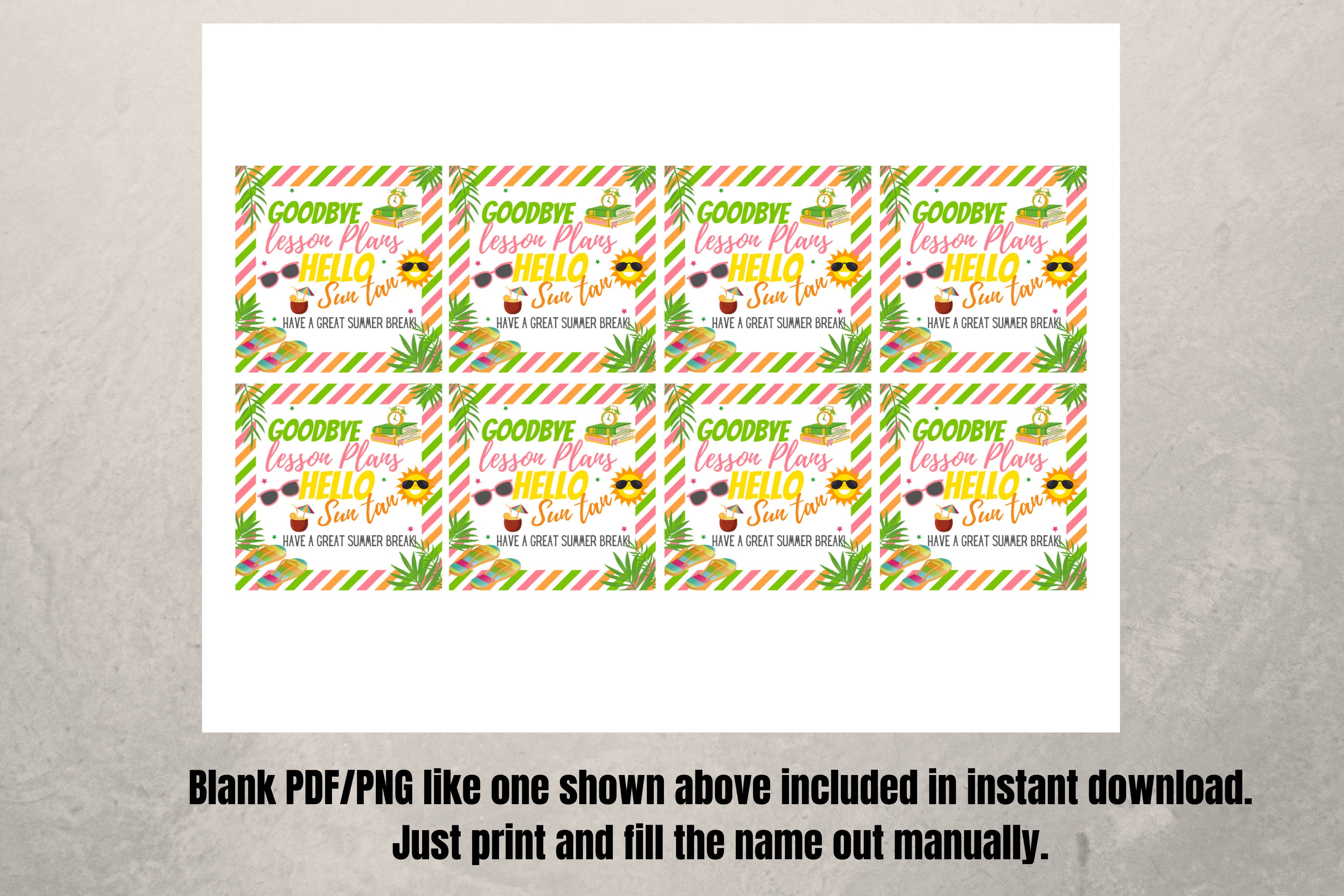Goodbye Lesson Plans Hello Suntan Gift Tags Teacher | Etsy