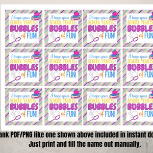 Back to School Bubbles Gift Tags Hope Your School Year is - Etsy