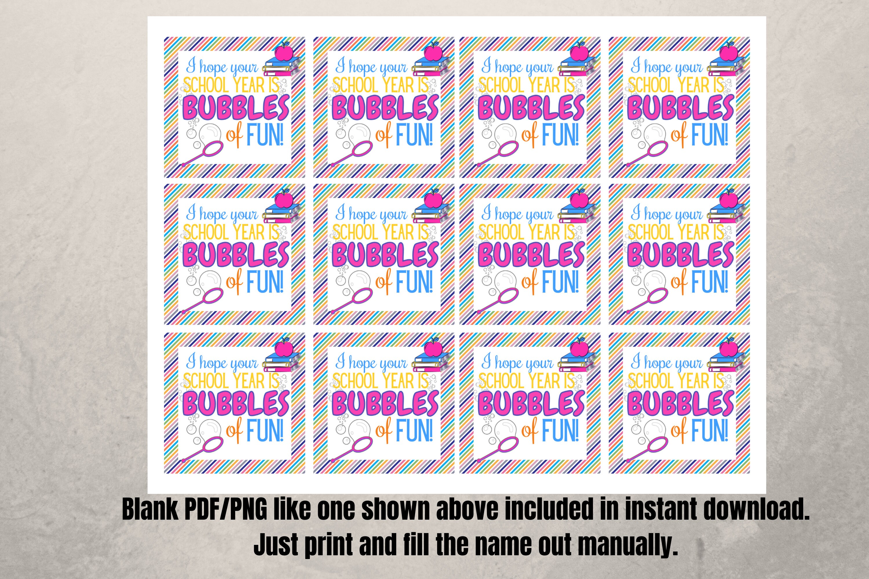 Back to School Bubbles Gift Tags Hope Your School Year is - Etsy