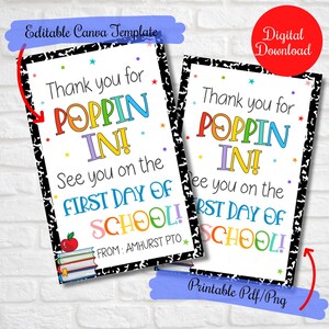 Thank You for Poppin In, See You on First Day of School Lollipop,blow ...