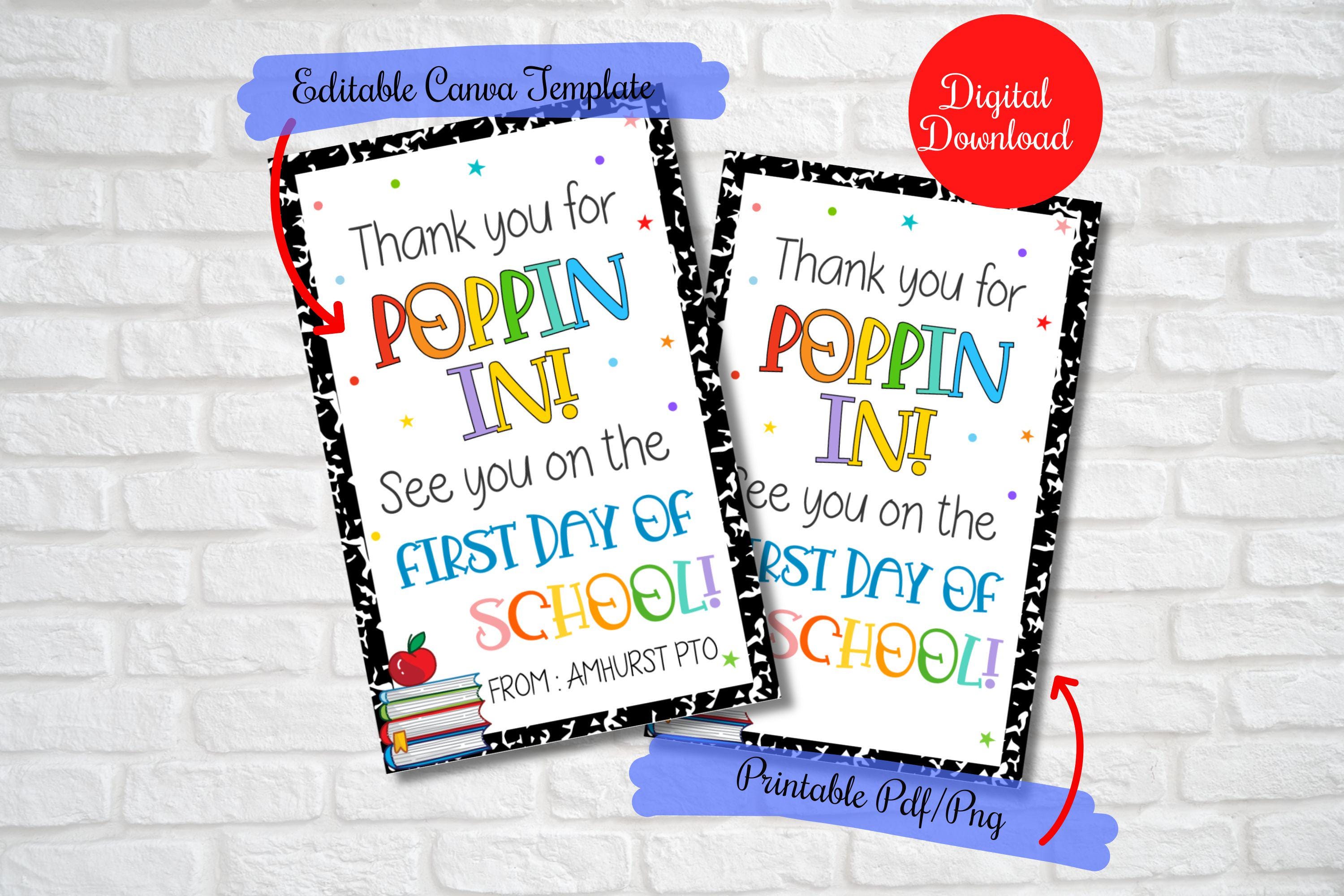 Thank You for Poppin In, See You on First Day of School Lollipop,blow ...