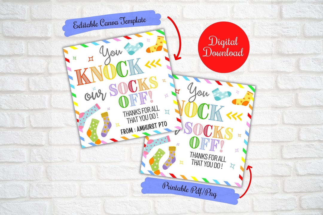 You Knock Our Socks off Tags,teacher Appreciation Week Socks Gifts ...