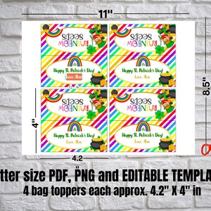 Editable Rainbow Seeds St Patrick's Day Treat Bag Topper - Etsy