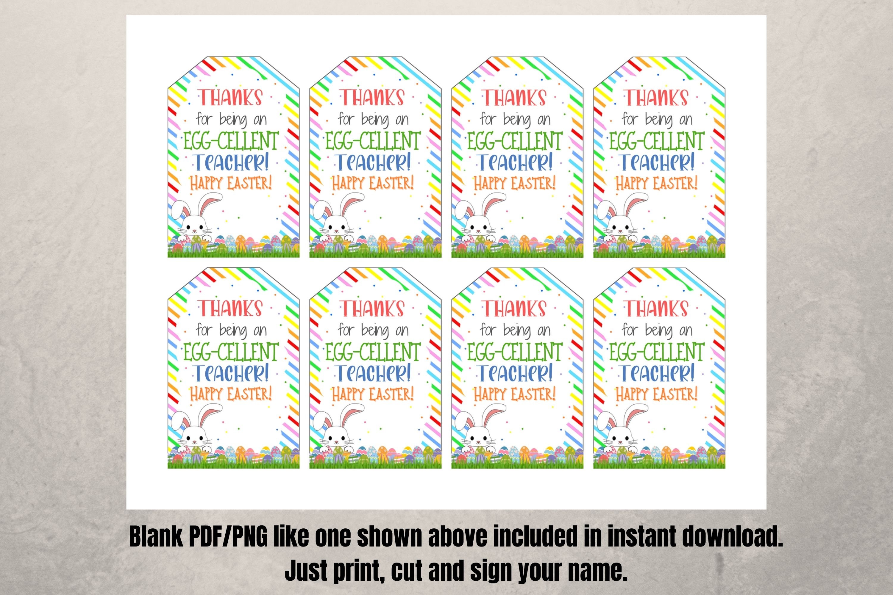 Easter Teacher Gift Tagsthanks for Being an Eggcellent - Etsy