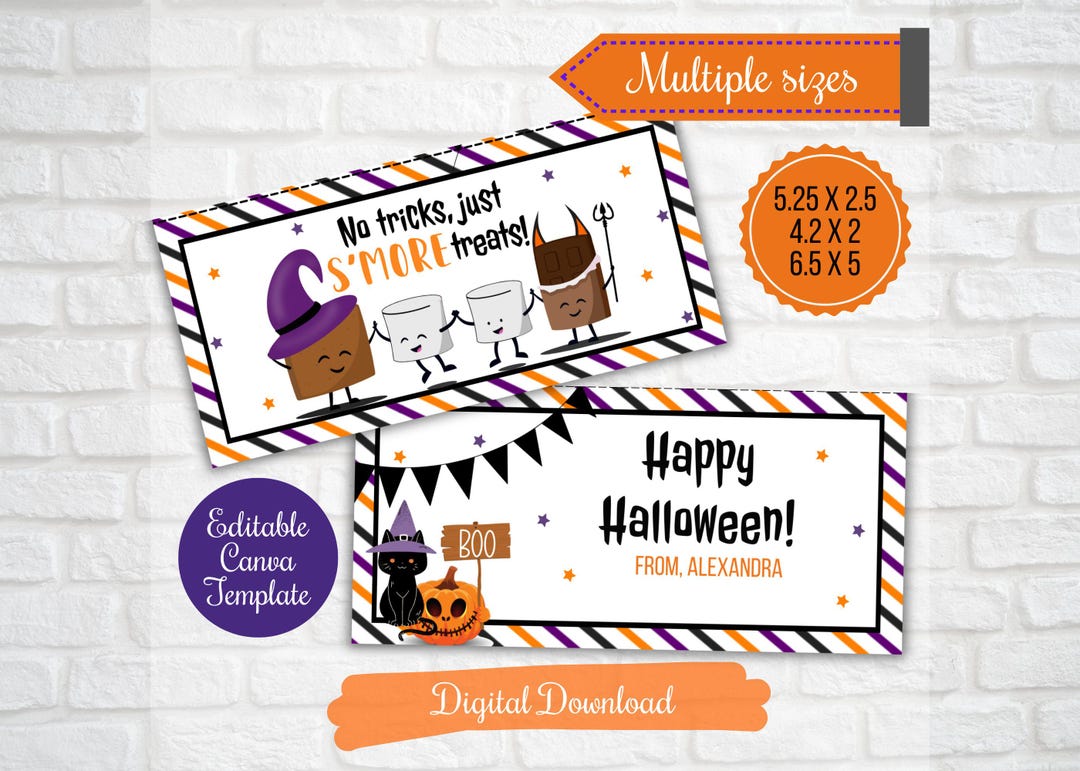 No Tricks Just Smore Treats Halloween Treat Bag Topper, S'mores Gift ...
