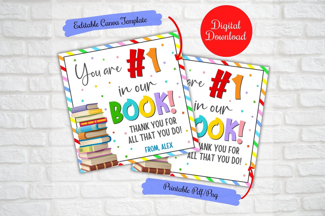 You're No 1 in Our Book,thank You for All That You Do.teacher ...