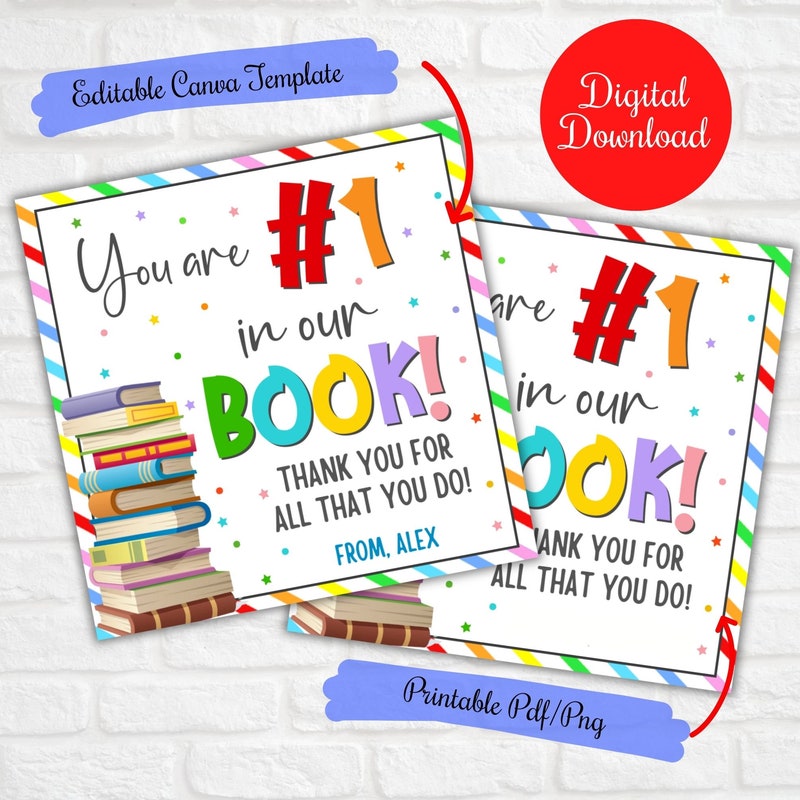 Thank You Tag and Librarian - Etsy