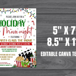 Editable Christmas Movie Night Invitation Template, PTO PTA Community ...