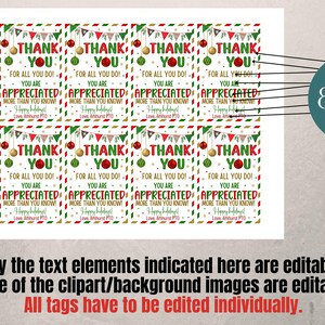 Thank You for All You Do Gift Tags , Christmas Gift Tags, Teacher ...