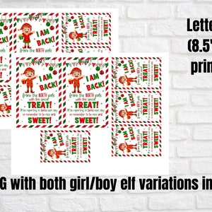 Elf I Am Back Gift Tags, Christmas Elf Tradition, Elf Back With Gifts ...