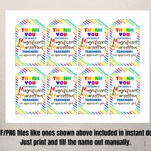 M&M Candy Gift Tags ,thank You for Being Magnificient and Marvellous ...