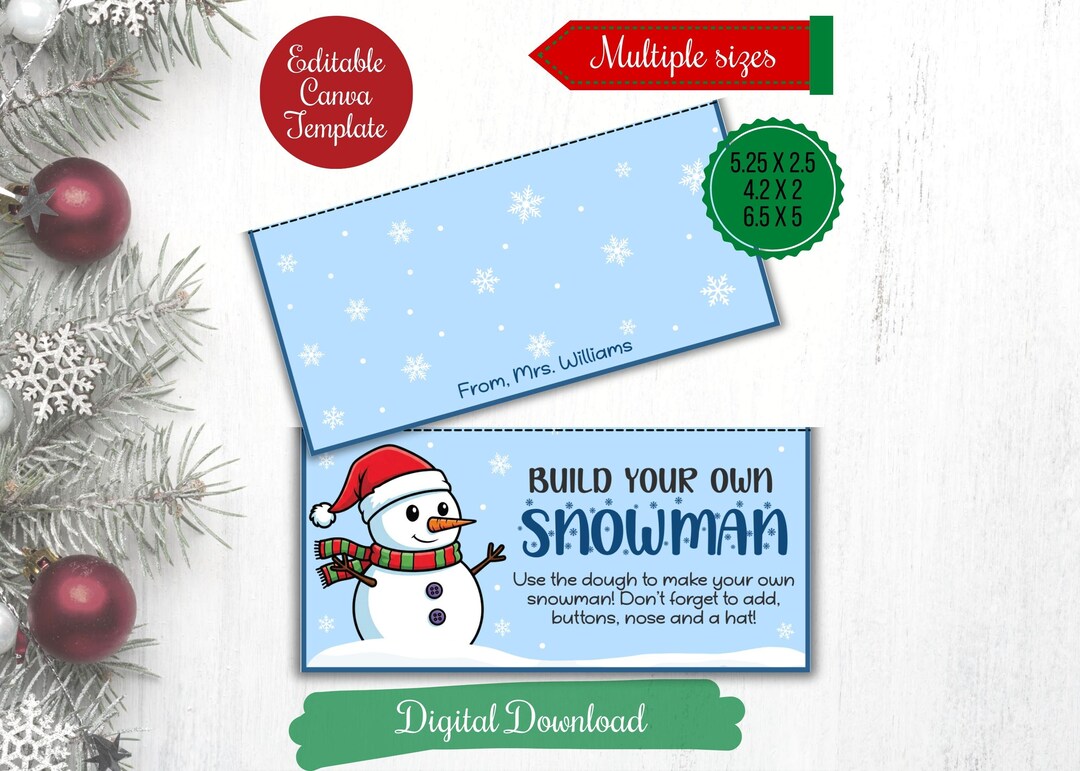 Build Your Own Snowman Treat Bag Toppers,editable Christmas Fold Over ...