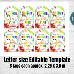 Buckets of Fun Gift Tags,end of Year Gift Tags for Class,hope Your ...