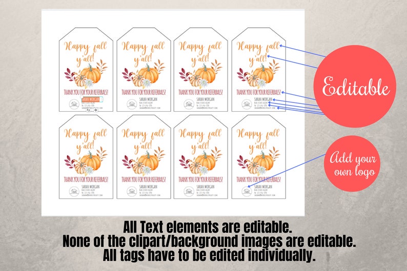 Happy Fall Yall Gift Tagsthank You for Your Referrals Client | Etsy