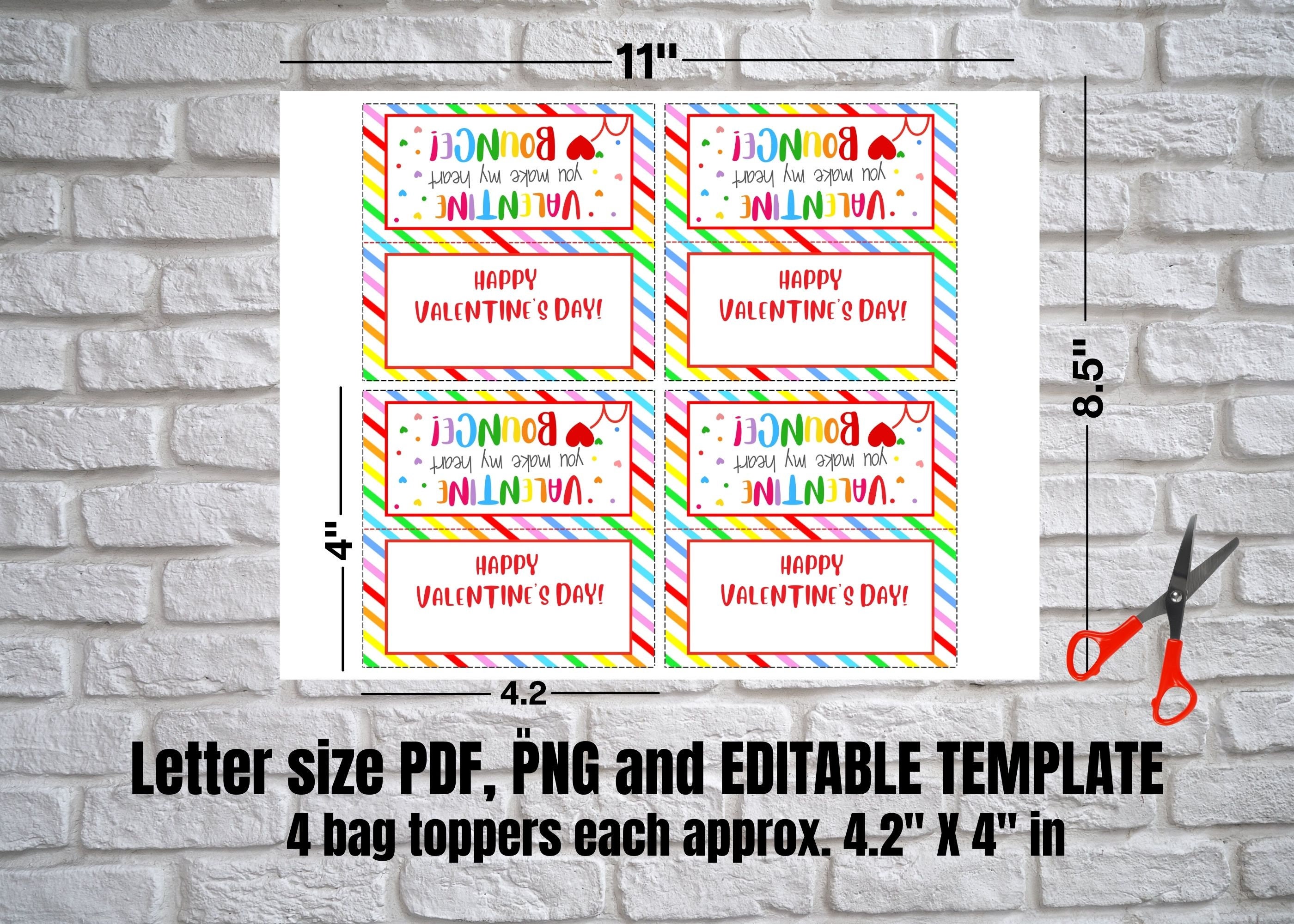 Printable Valentine Treat Bag Toppers for Bouncy - Etsy