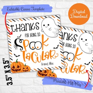 Thanks for Being Spooktacular Halloween Gift Tags, Spooky Halloween ...